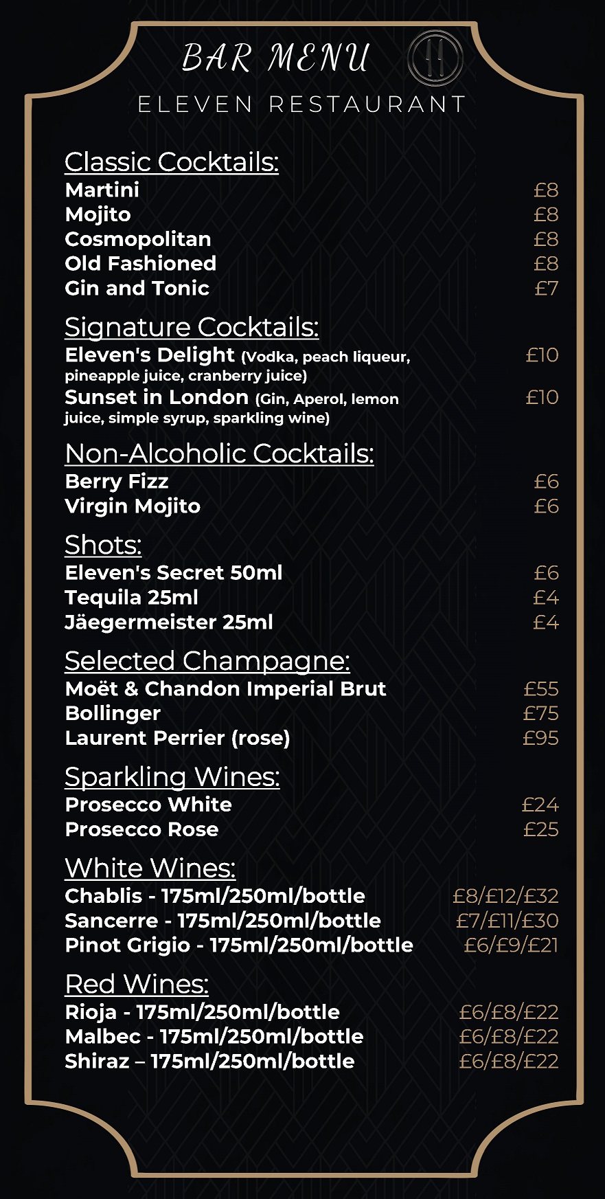 Explore the Menu at Eleven Restaurant Stanmore | International Dishes