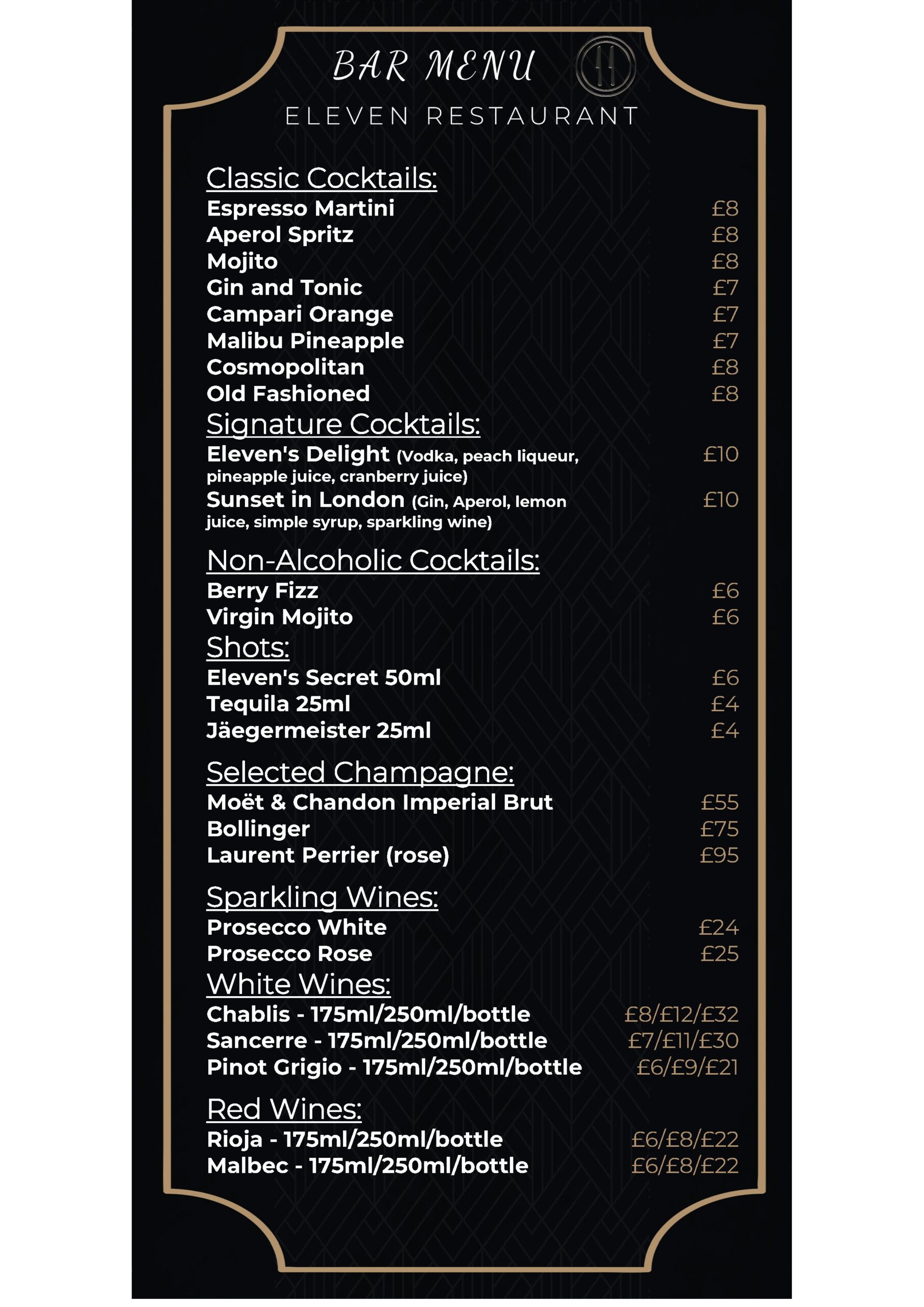 Explore the Menu at Eleven Restaurant Stanmore | International Dishes